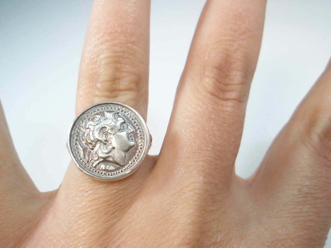 Vintage Alexander Great Greek Coin Ring Sterling Silver 925 - Etsy