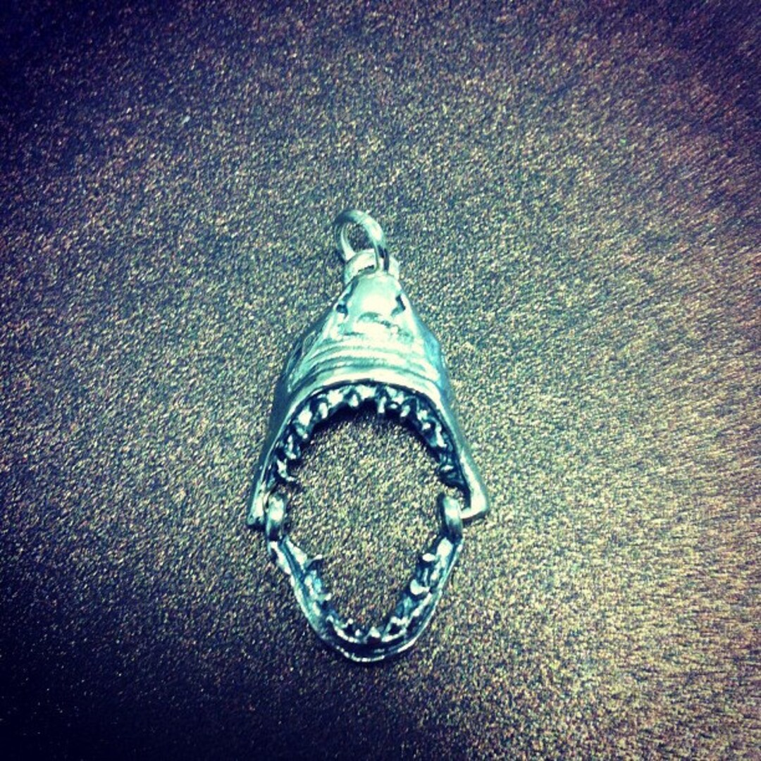 Solid 925 Sterling Silver Shark Pendant Movable Mouth With Hoop - Etsy