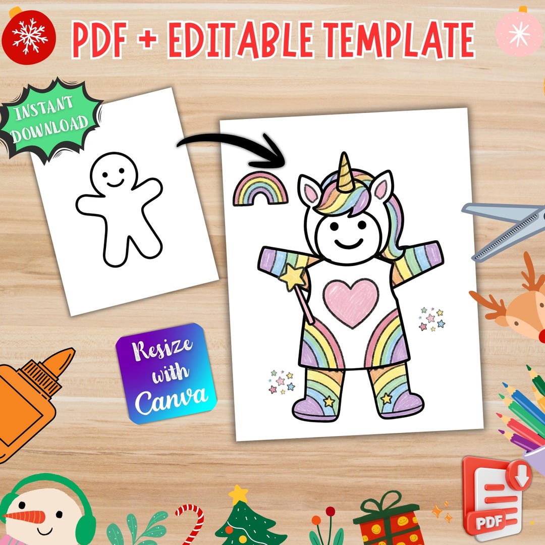 Gingerbread Man Unicorn Disguise Project | Christmas School Craft (PDF ...