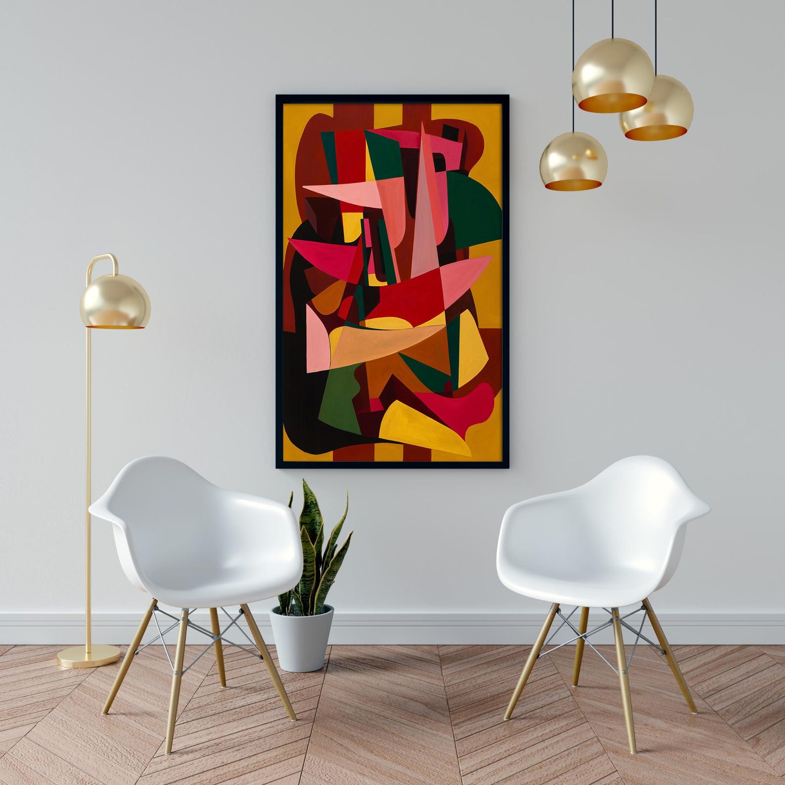 Bold Geometric Abstract in Warm Modern Colors – Striking Contemporary ...