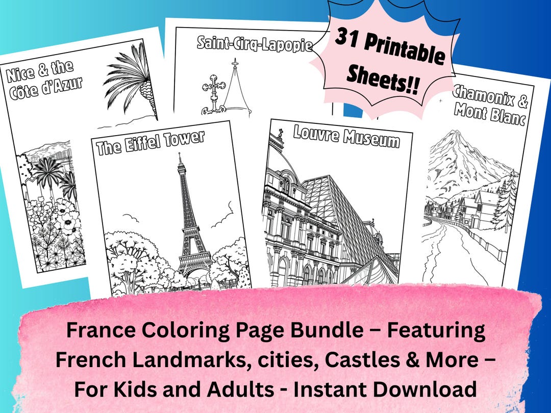 France Coloring Pages for Kids | 31 Landmark & Landscape Scenes ...