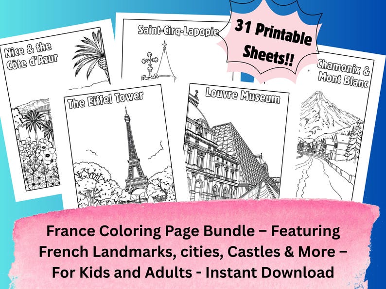 France Coloring Pages for Kids | 31 Landmark & Landscape Scenes ...