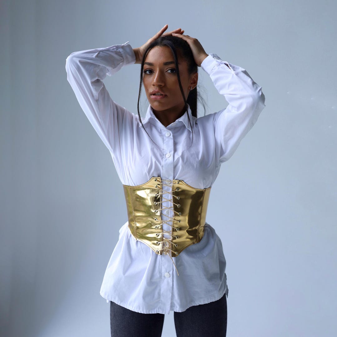 Gold Underbust Corset, Rave Corset, Festival Corset,futuristic Corset ...
