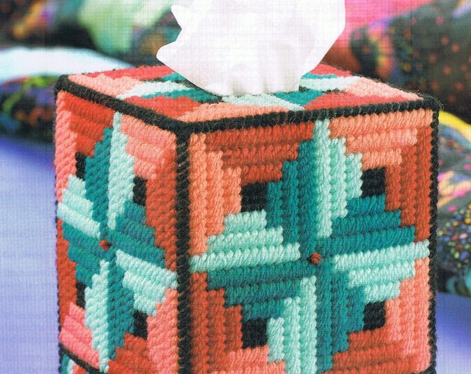 AMISH QUILT Tissue Box Coer - Plastic Canvas Pattern - Etsy
