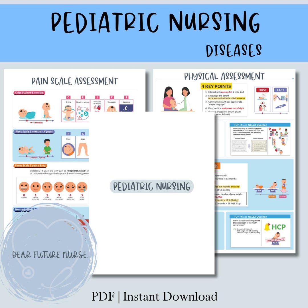 Pediatric Nursing Disease Study Guide, Instant Download Pdf, NCLEX HESI ...