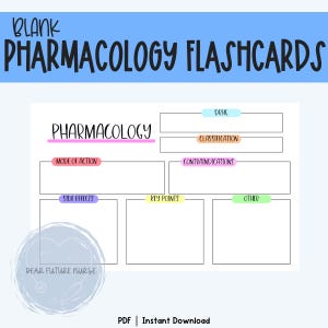 Printable Blank Pharmacology Flashcards for Nursing Students, PDF Study ...