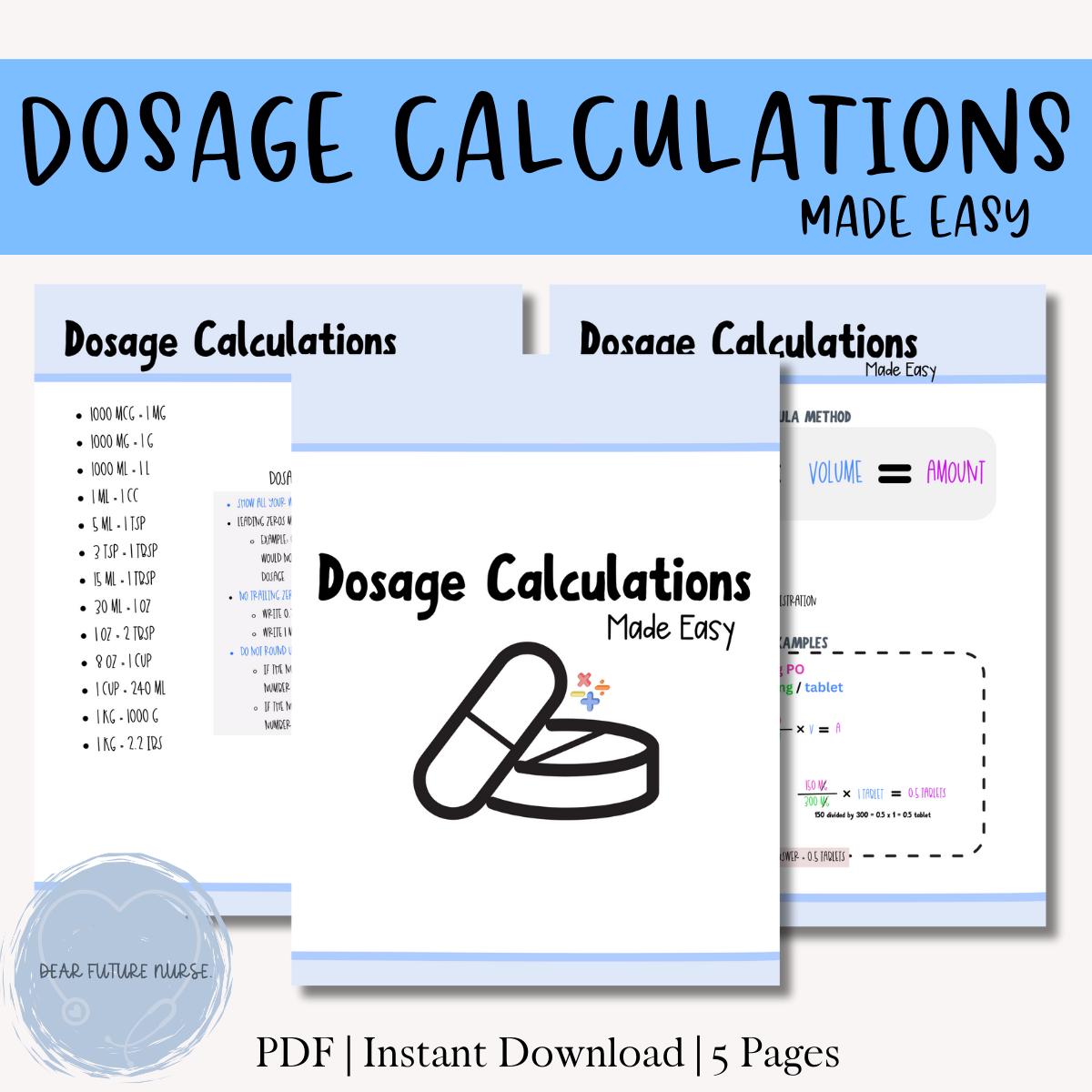Nursing Medication Calculation Teaching Packet: Dosage Conversions ...