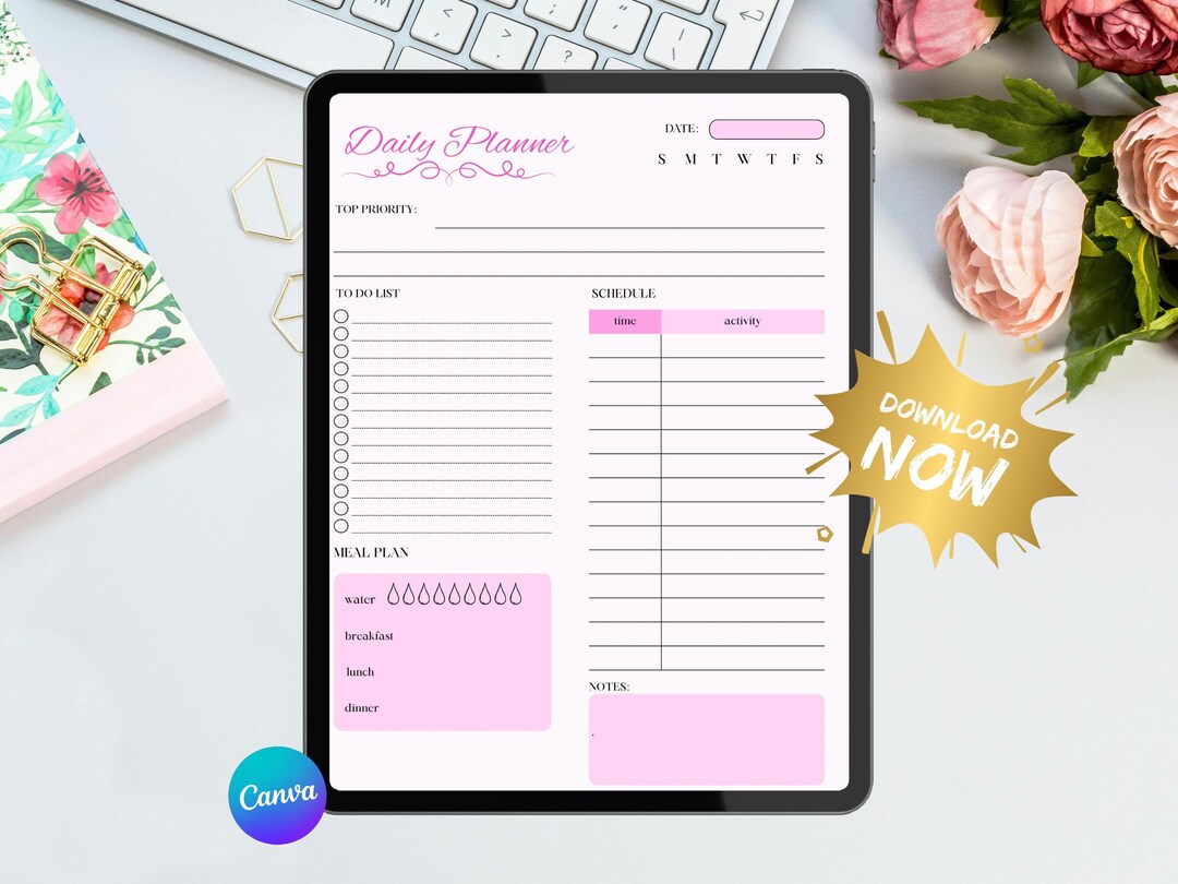 Daily Planner Printable | Digital Download Productivity Template | To ...