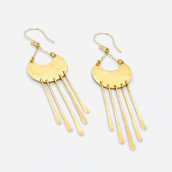 Brass Moon Chime Earrings - Etsy
