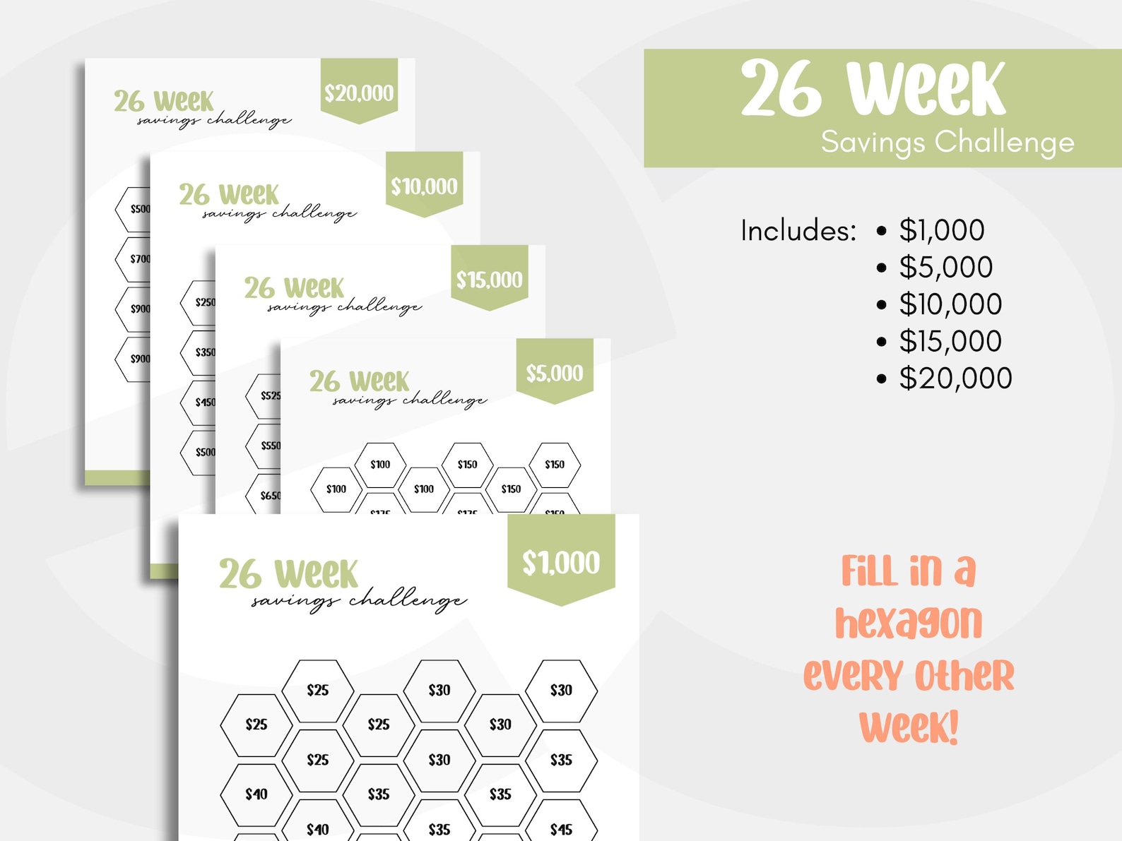 PRINTABLE Money Savings Challenge Worksheets Bundle, Money Savings ...