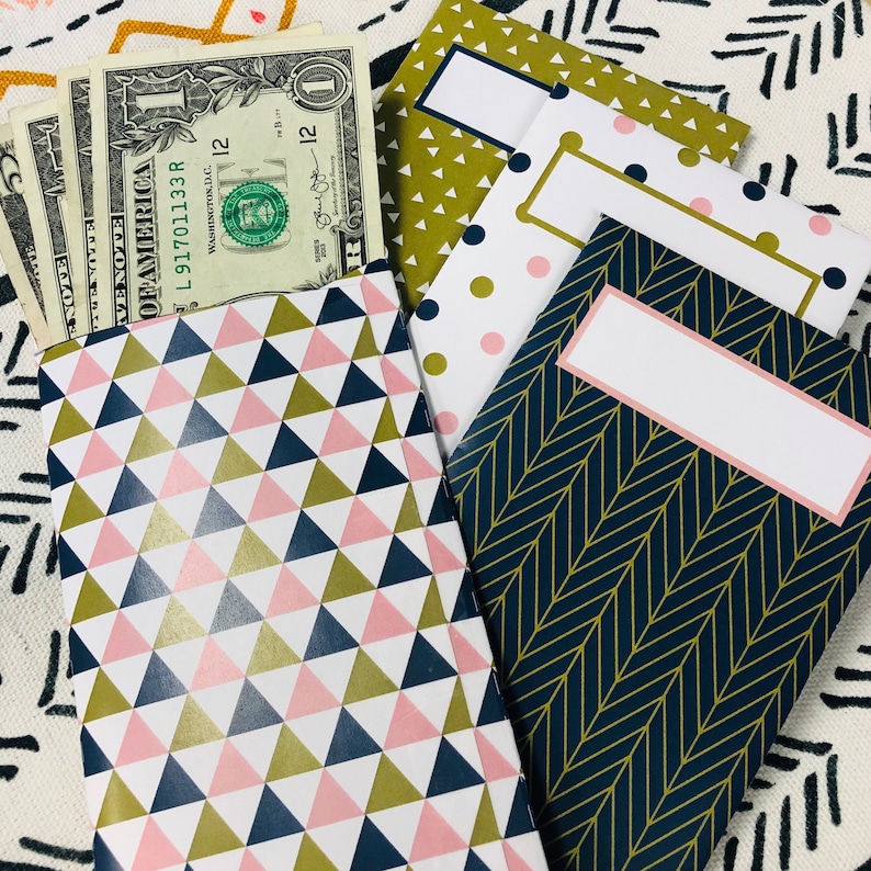 PRINTABLE PDF Set of 4 Cash Envelopes | Blue Pink Gold Abstract ...