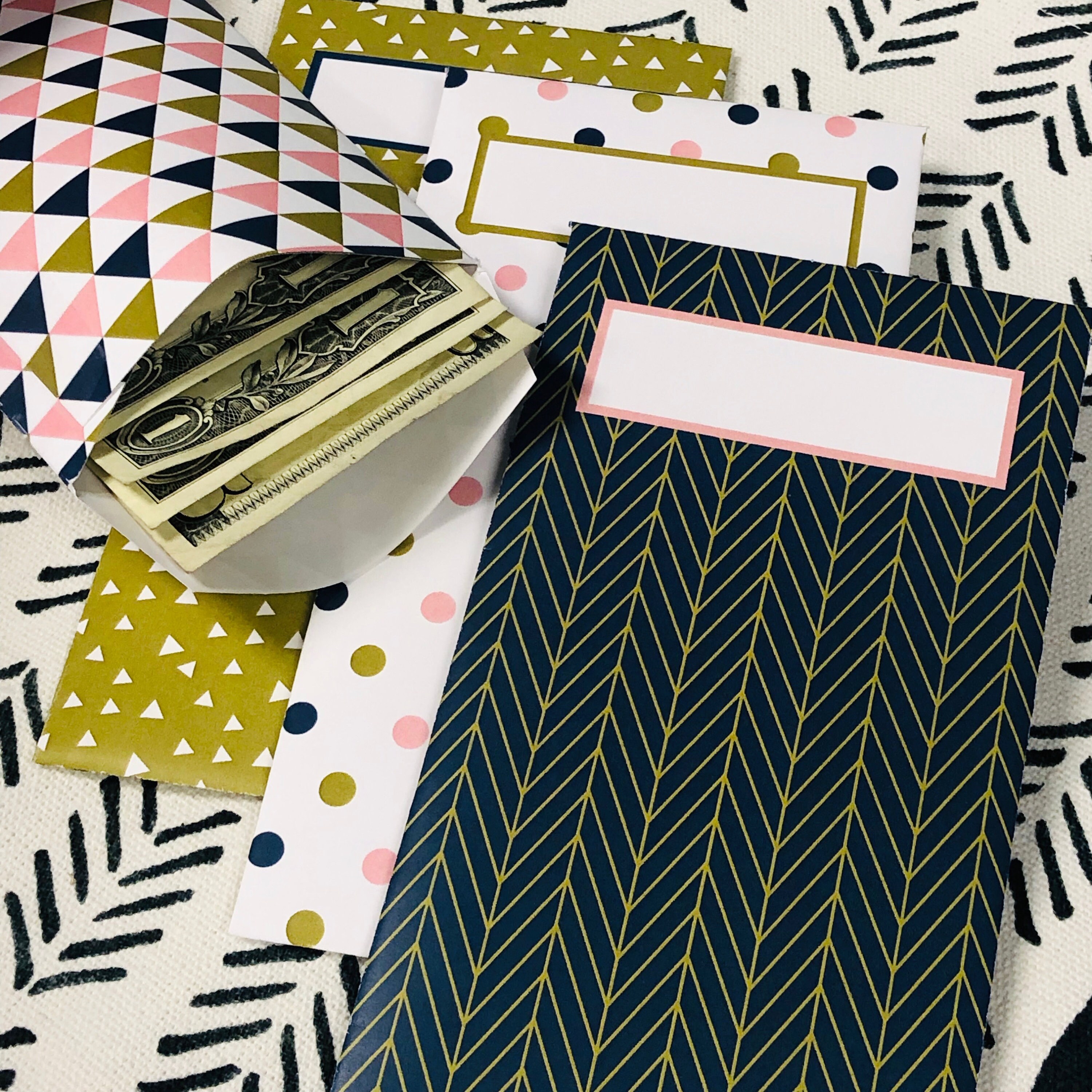 PRINTABLE PDF Set of 4 Cash Envelopes | Blue Pink Gold Abstract ...