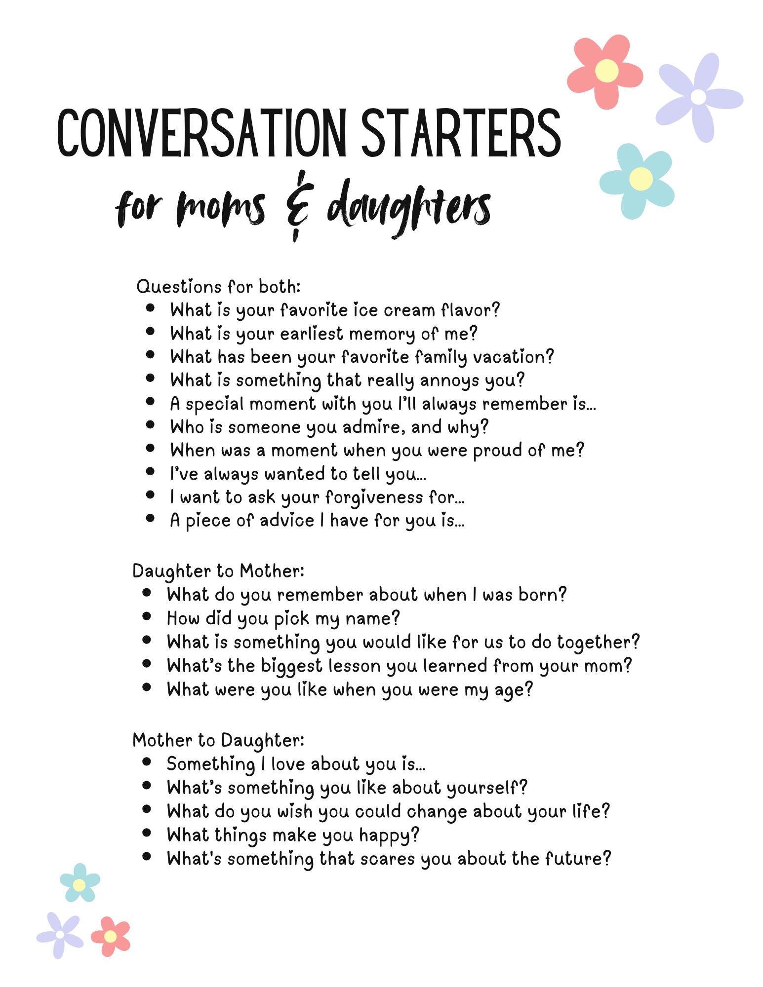 Mother Daughter Conversation Starter & Activity for Groups or ...