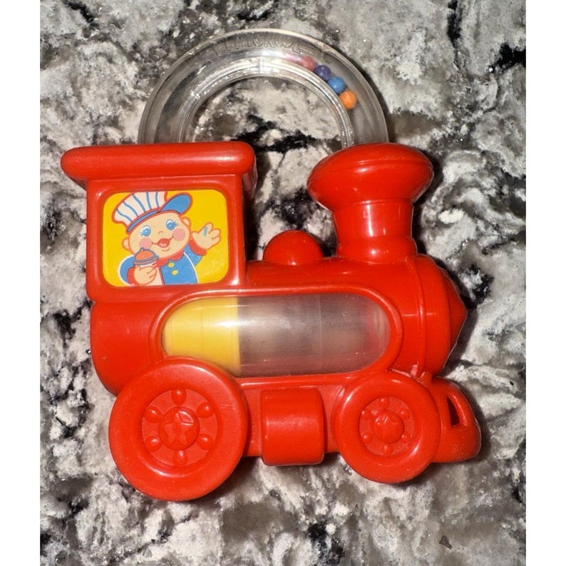 Vintage Playskool Giggle Rattles Baby Toddler Kid's Whistle Train Red ...