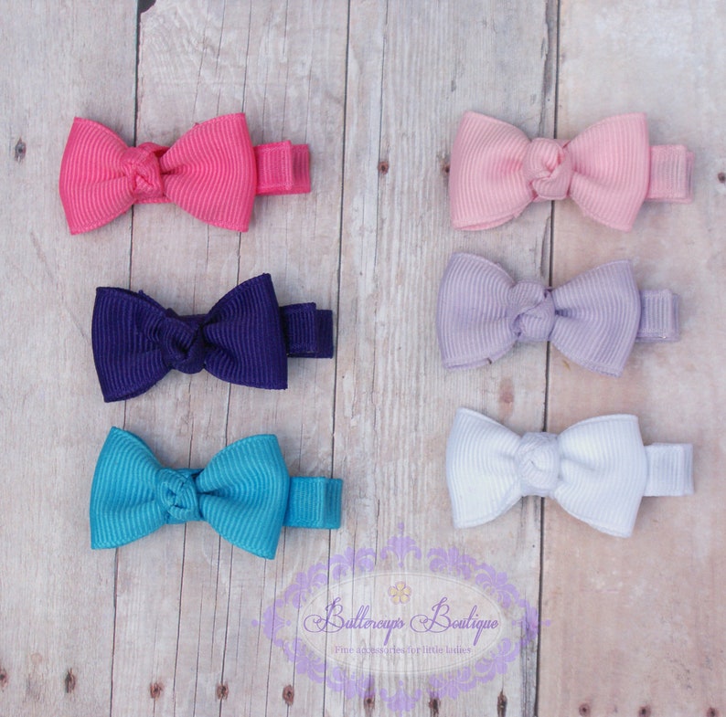 Baby hair bows itty bitty hair clip infant hair bows baby | Etsy