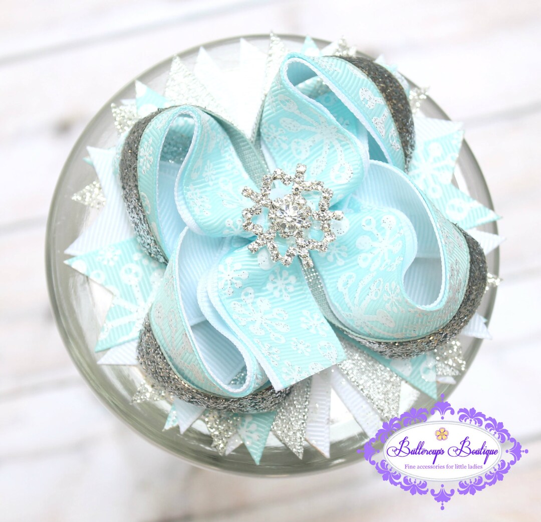 Snowflake Bow Ice Queen Bow Over the Top Bow OTT Bow Blue - Etsy