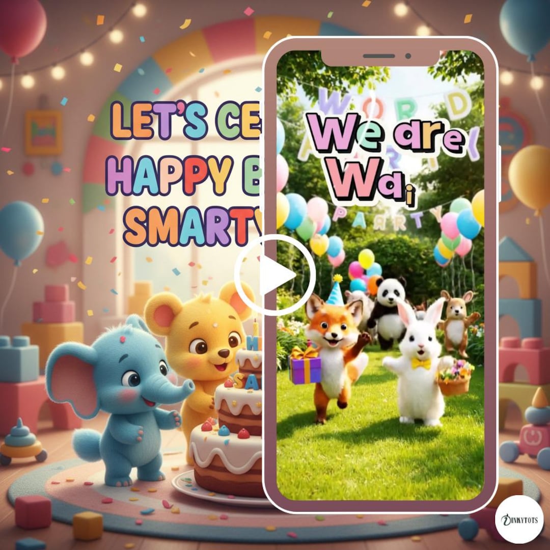 Word-themed Baby Animal Party Invitation Video | Animated Educational ...
