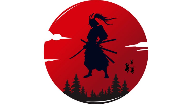 Red Moon Samurai Art | Japanese Warrior Digital Download | Samurai ...