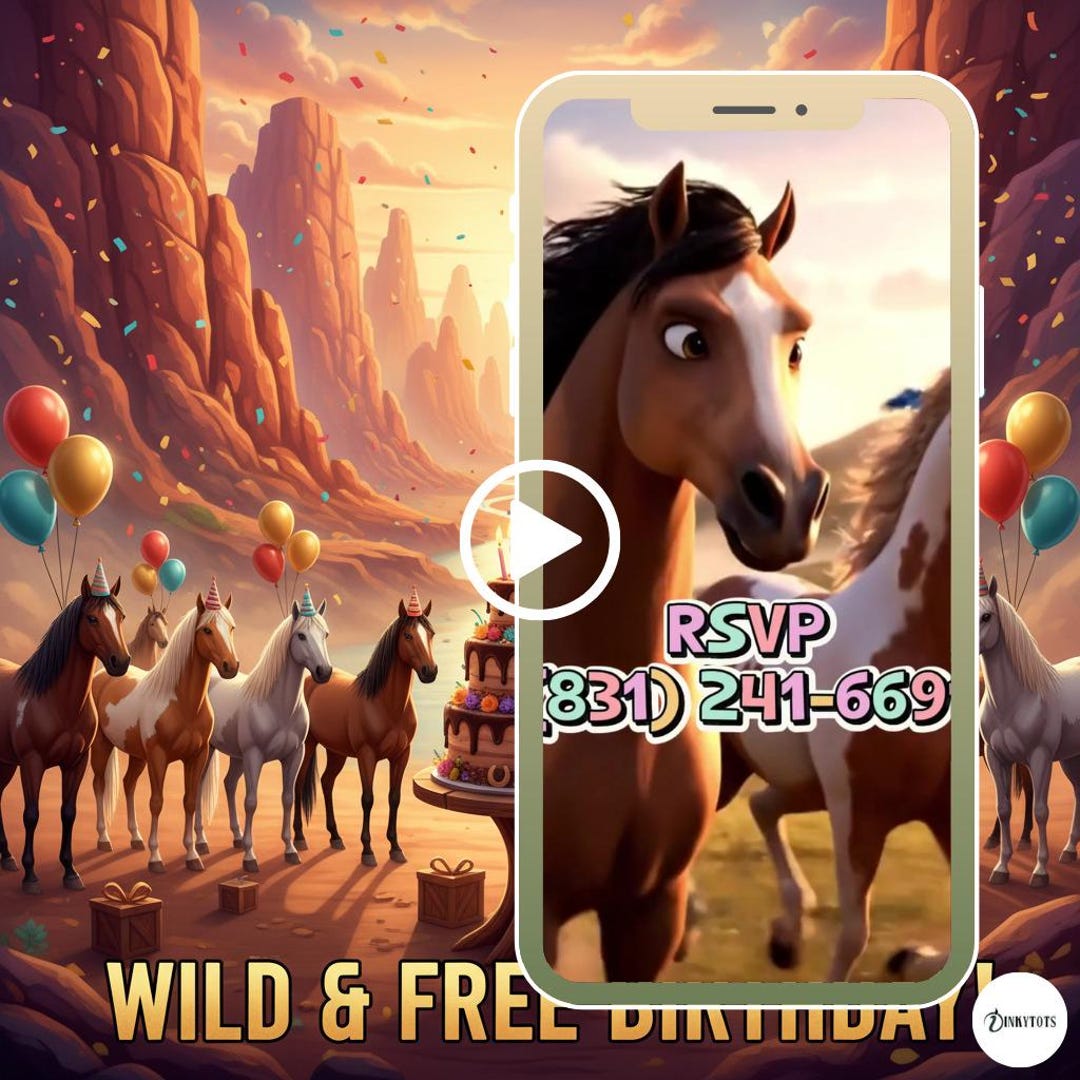Wild Stallion Adventure Birthday Invitation Video | Western Horse Theme ...