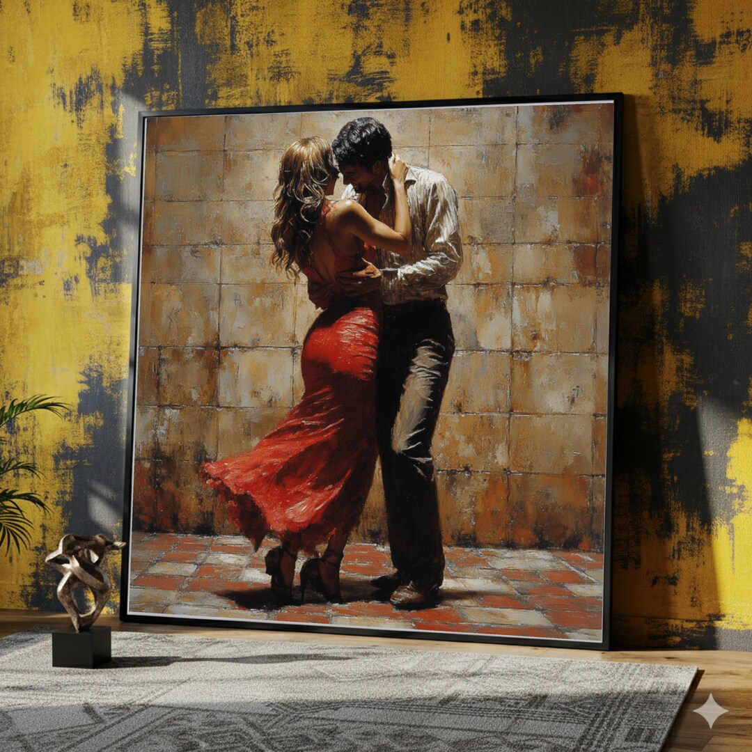 Passionate Tango Couple Canvas, Red Dress Ballroom Art, Home Decor - Etsy