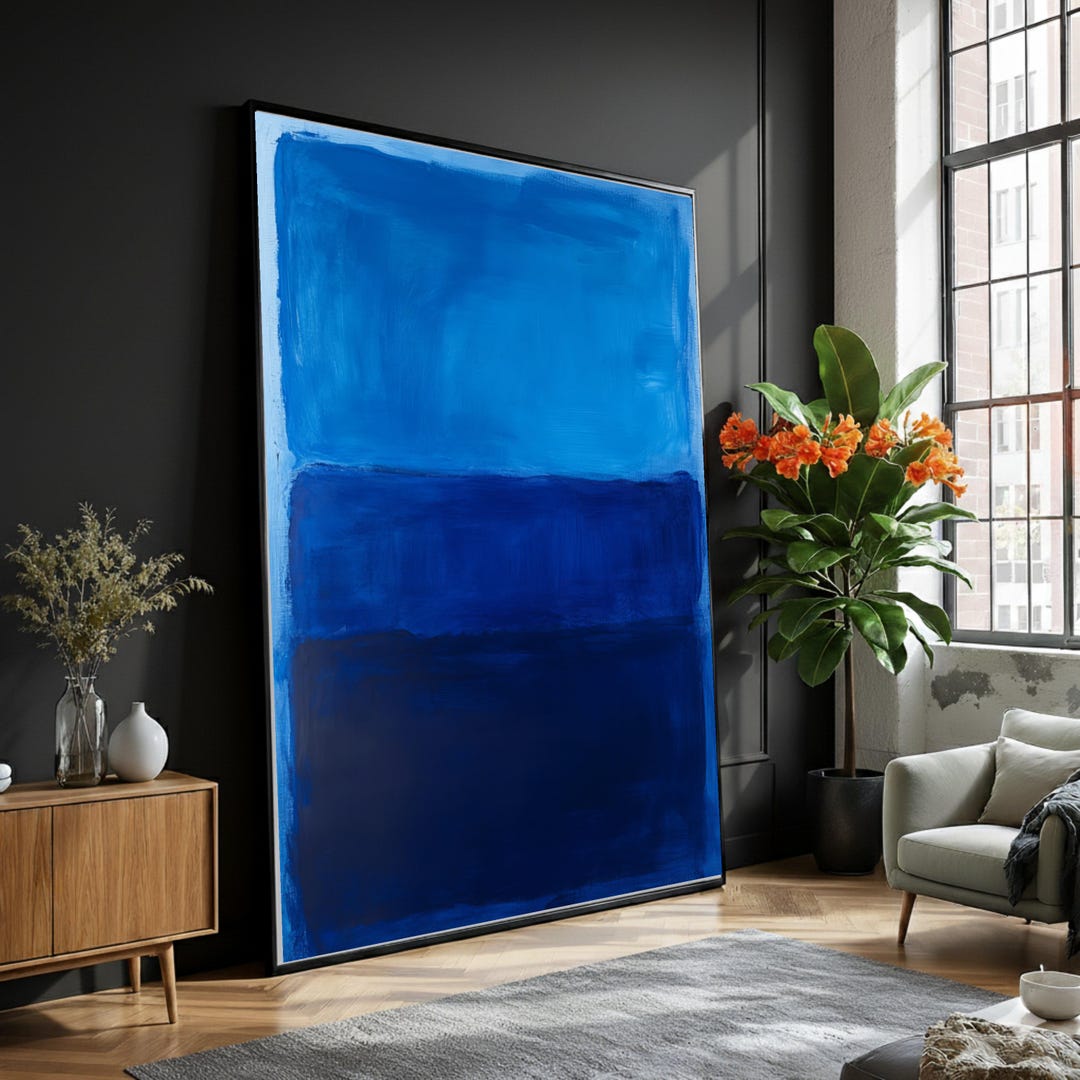 Deep Blue Abstract Canvas Wall Art, Mark Rothko Modern Art, Color Field ...