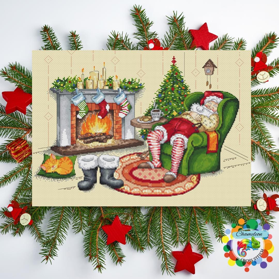 Do Not Disturb Until Next Year. Santa Claus. Christmas. Fireplace ...