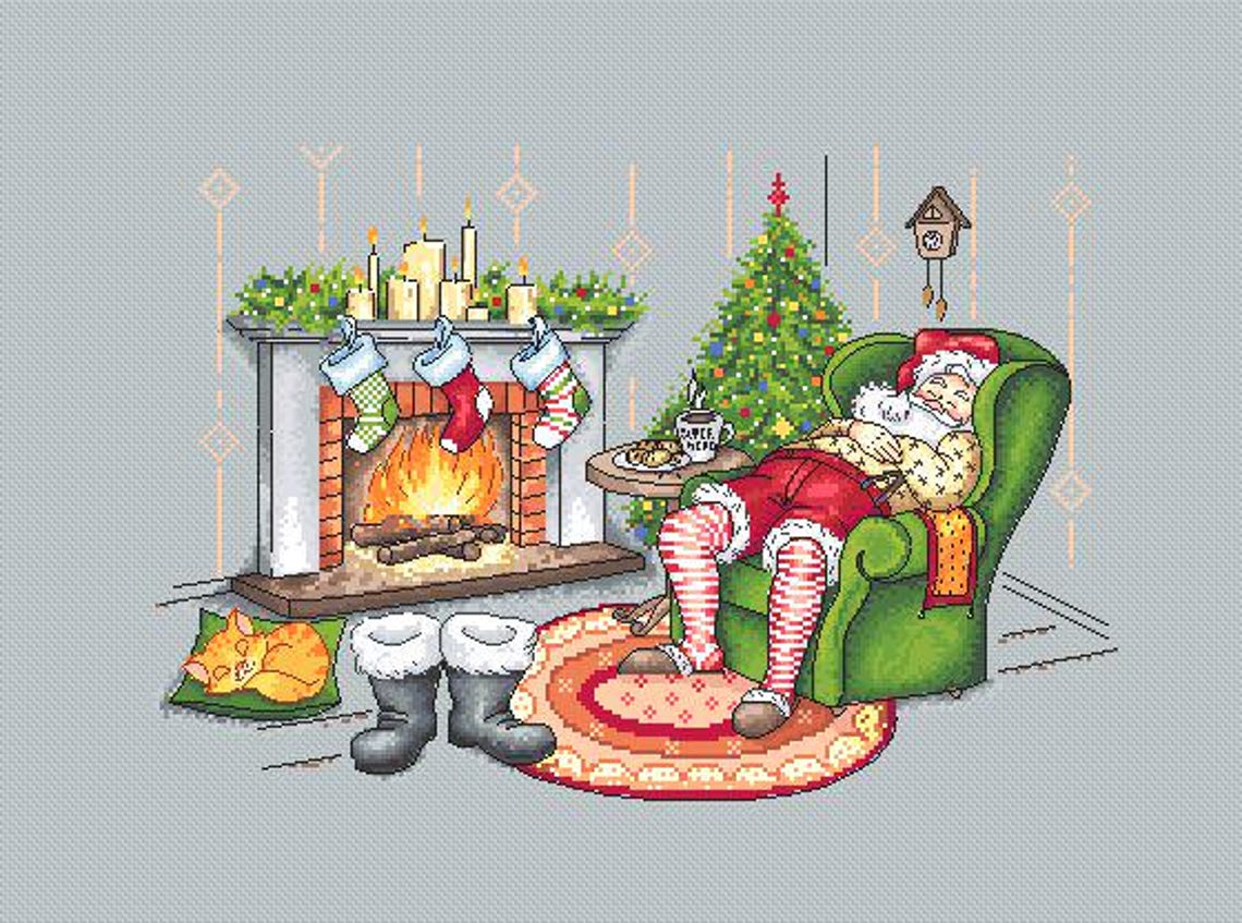 Do Not Disturb Until Next Year. Santa Claus. Christmas. Fireplace ...