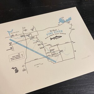 The Pine River Map Letterpress Print - Etsy