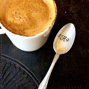 CUSTOM Espresso Spoon. Hand Stamped MONOGRAM Demitasse Spoon. Gift for ...