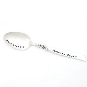 Personalized BABY Spoon. Hand Stamped Silver Spoon. Custom With Name ...