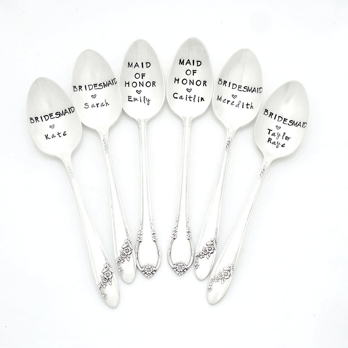 Bridesmaids and Maid of Honor Personalized Hand Stamped Vintage Spoons ...
