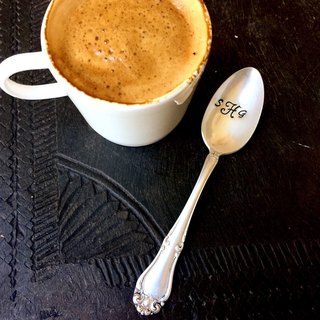 CUSTOM Espresso Spoon. Hand Stamped MONOGRAM Demitasse Spoon. Gift for ...