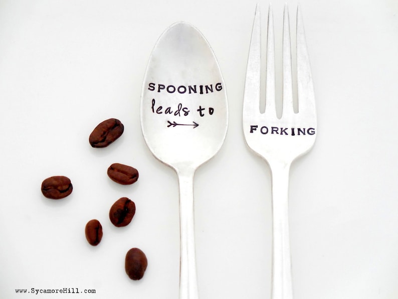 Spooning Leads to FORKING Spoon and Dessert Fork Pair. Just a - Etsy