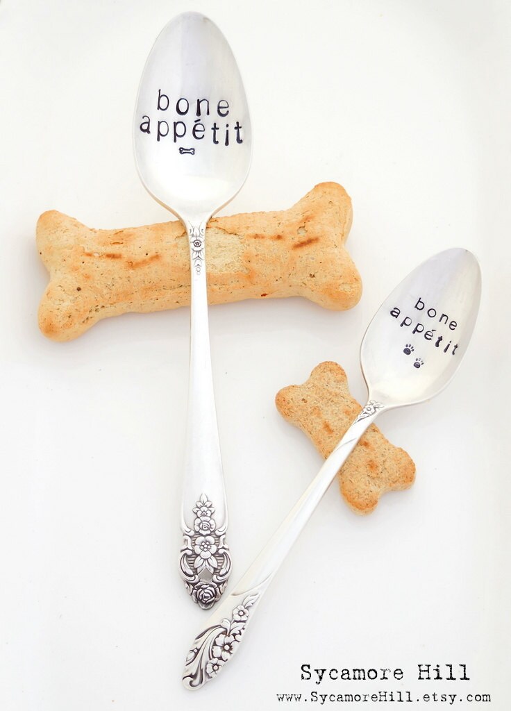 Personalized Dog Spoon. BONE APPÉTIT Hand Stamped Vintage - Etsy