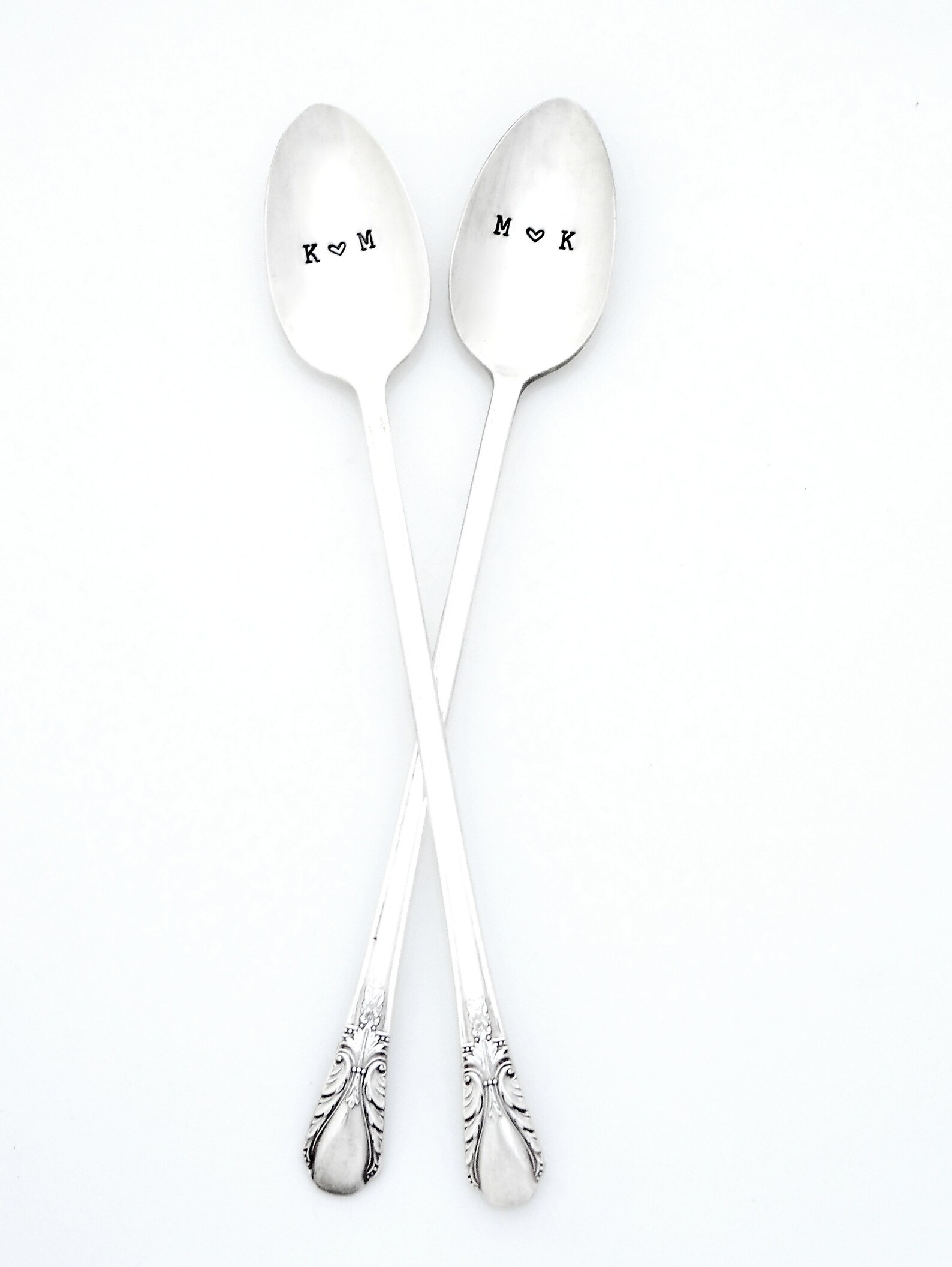 Custom Tall Iced Teaspoons Pair. Hand Stamped Vintage Iced Teaspoons ...