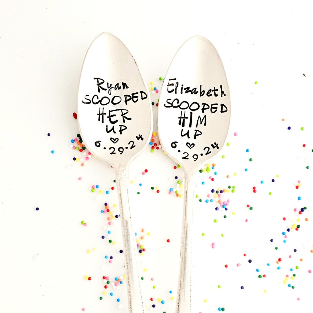 Ice Cream Spoon Pair With Wedding Date. She Scooped Him Up. He Scooped ...