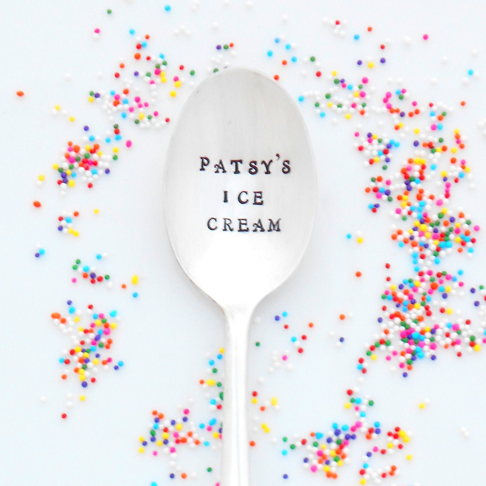 Personalized Ice Cream Spoon CUSTOM TEASPOON. the ORIGINAL Hand Stamped ...