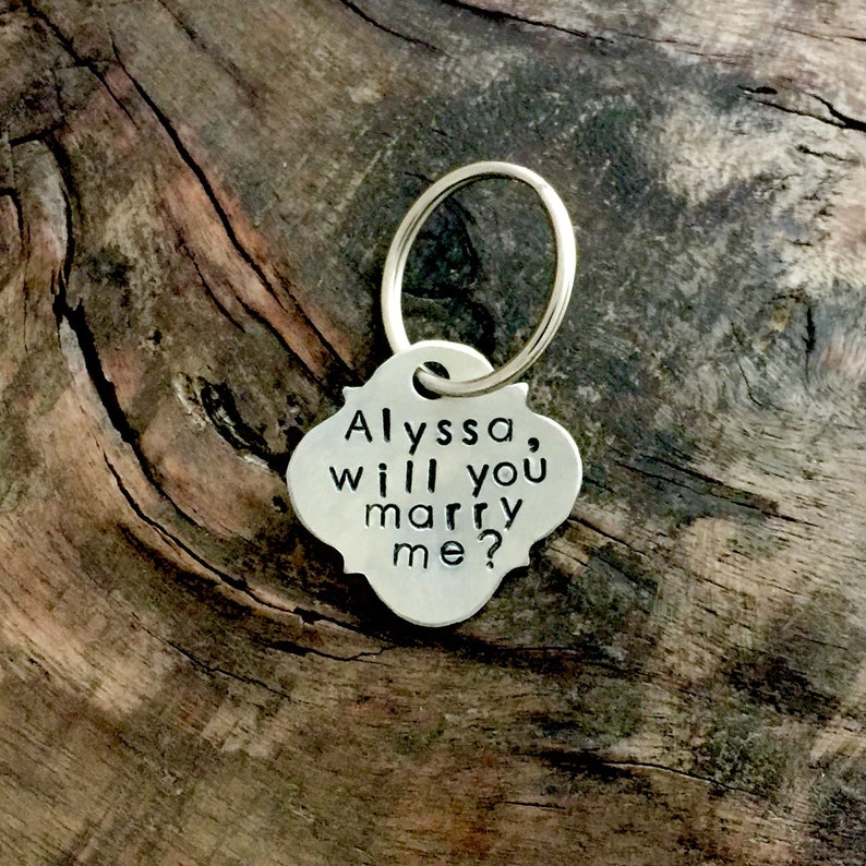 PUPPY PAWPOSAL Custom Wording. Hand Stamped Metal Pet Tag. Unique ...