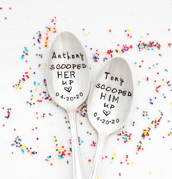 Ice Cream Spoon Pair With Wedding Date. She Scooped Him Up. He - Etsy