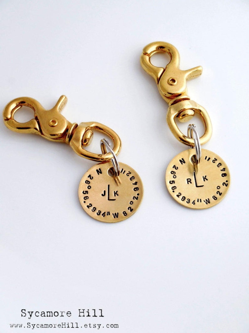 INITIALS or MONOGRAM Key Chains. Pair of Salty Dog Key Fobs. | Etsy