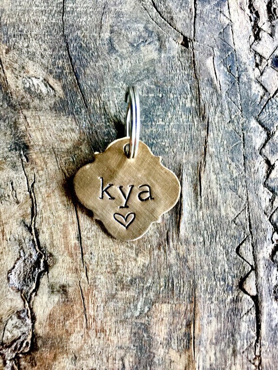 The BOHO Pet Tag With Phone Number. Hand Stamped Pet Name Tag ...