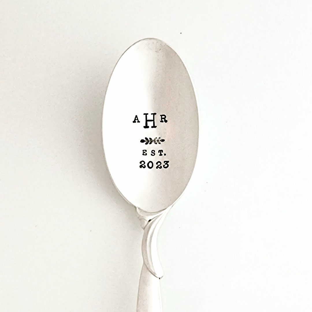 CUSTOM SERVING SPOON. Personalized Stamped Vintage Oval Table Spoon ...