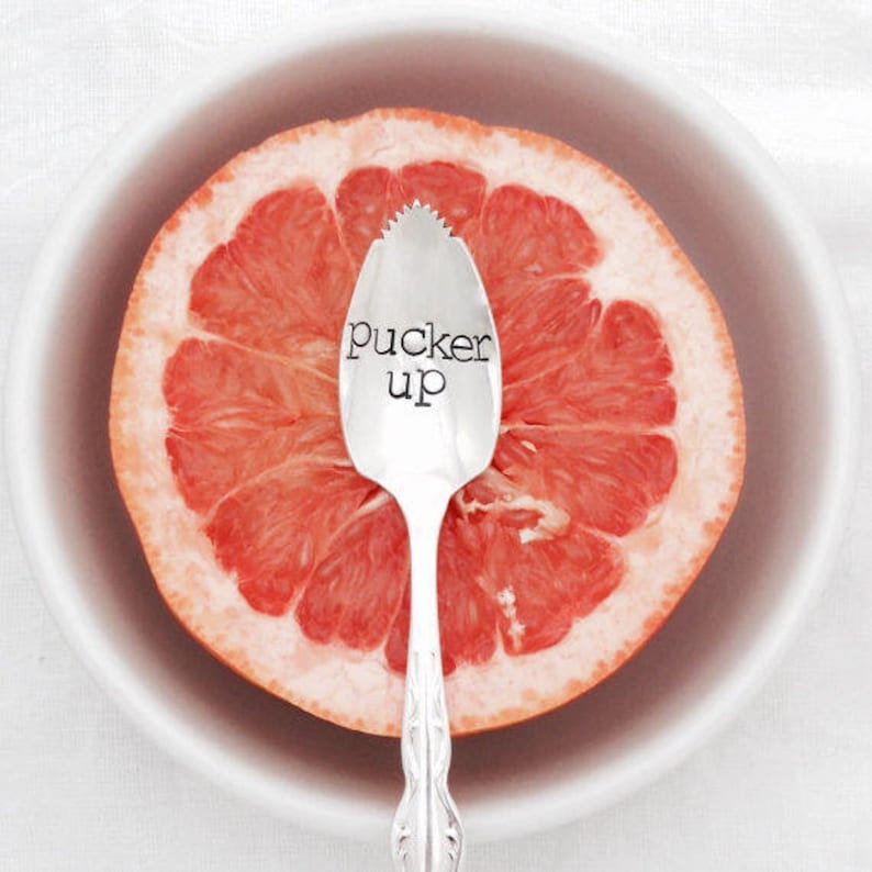 Custom Hand Stamped Grapefruit Spoon. Pucker up Serrated Fruit - Etsy
