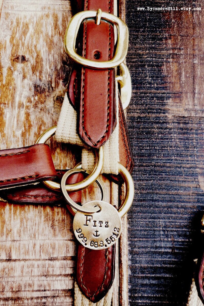 SOLID Brass HALTER Tag Hand Stamped Personalized Custom Tags. | Etsy