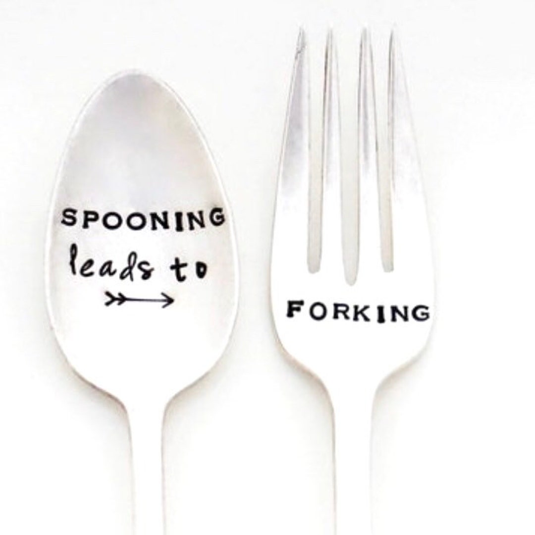 Spooning Leads To Forking Spoon And Dessert Fork Pair Just A Tad Saucy