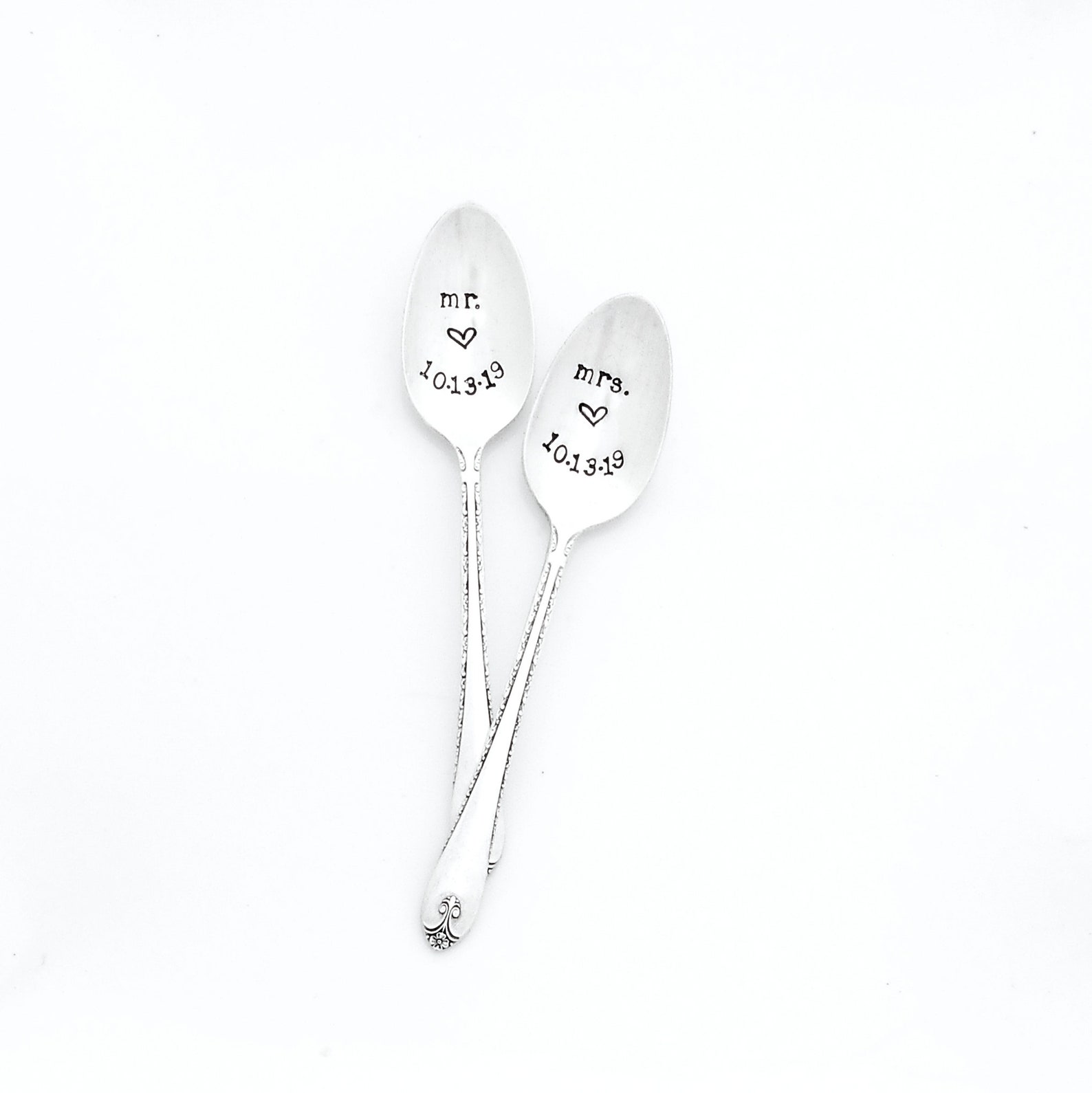 Mr. & Mrs. Hand Stamped Spoons Personalized With Wedding - Etsy