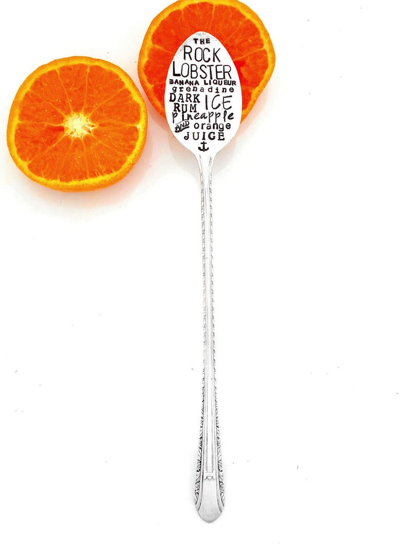 The ROCK LOBSTER Cocktail Spoon. the ORIGINAL Hand Stamped - Etsy