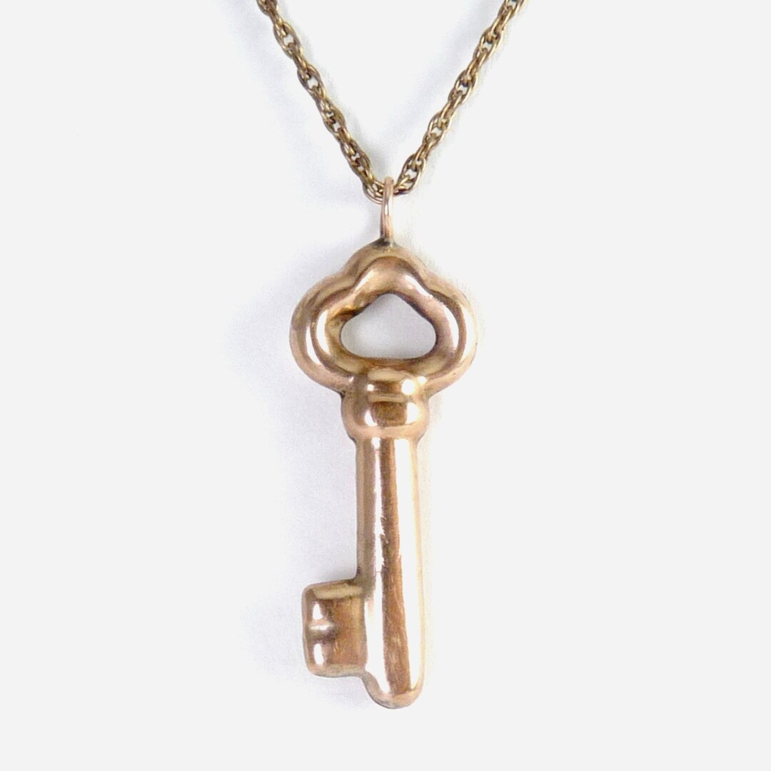 Antique Rose Gold-filled Skeleton Key Pendant, G.F. Rope Chain - Etsy