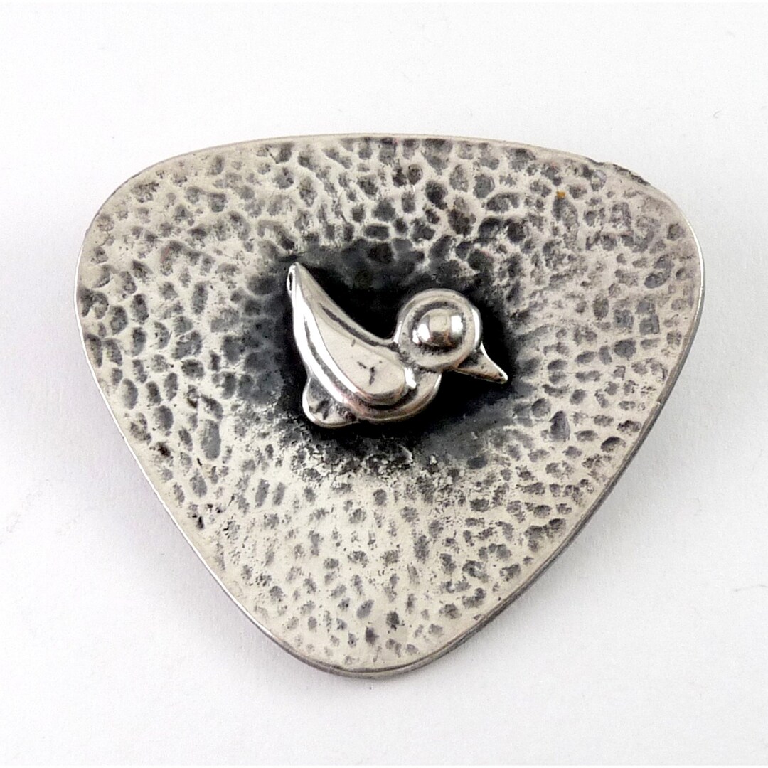 Vintage Graziella Laffi Peru Sterling Hammered Triangle Brooch Pin With ...