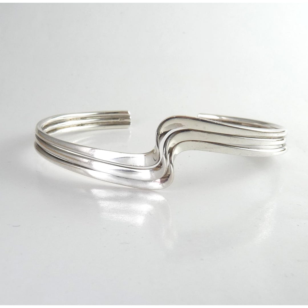 Vintage Hand-crafted Sterling Silver Triple Waves Cuff Bracelet - Etsy